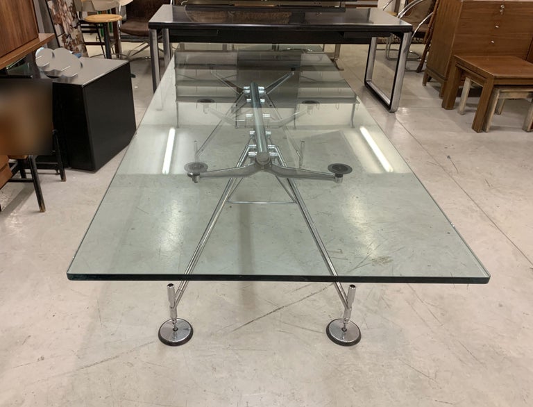 Norman Foster Chromed Metal and Glass Nomos Dining Table for Tecno ...