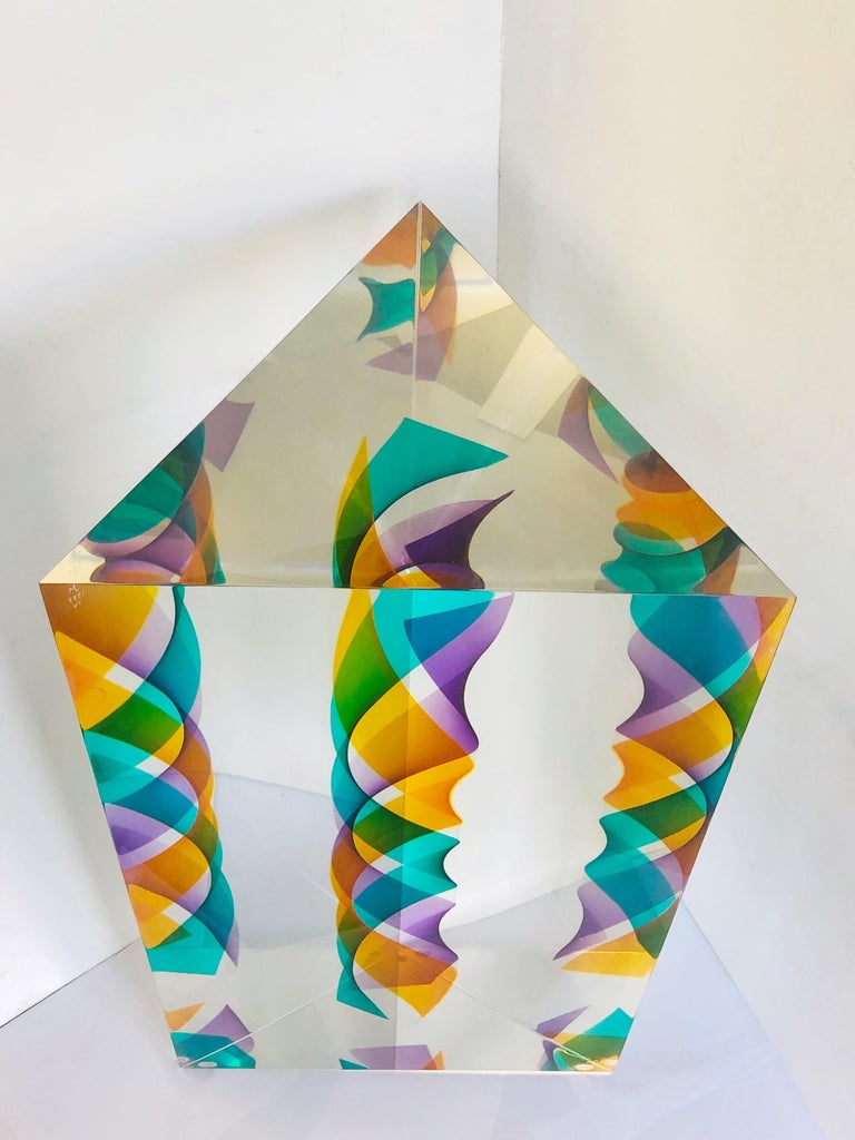 Norman Mercer Monumental Op Art Lucite Sculpture, 1993 For Sale at 1stDibs