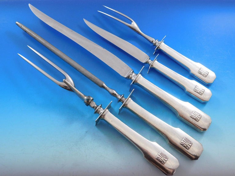 Norman Plain By Shreve Sterling Silver Flatware Set Service 267 Pieces