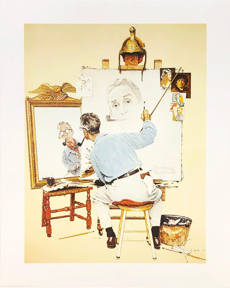 Norman Rockwell - TRIPLE SELF-PORTRAIT For Sale at 1stDibs