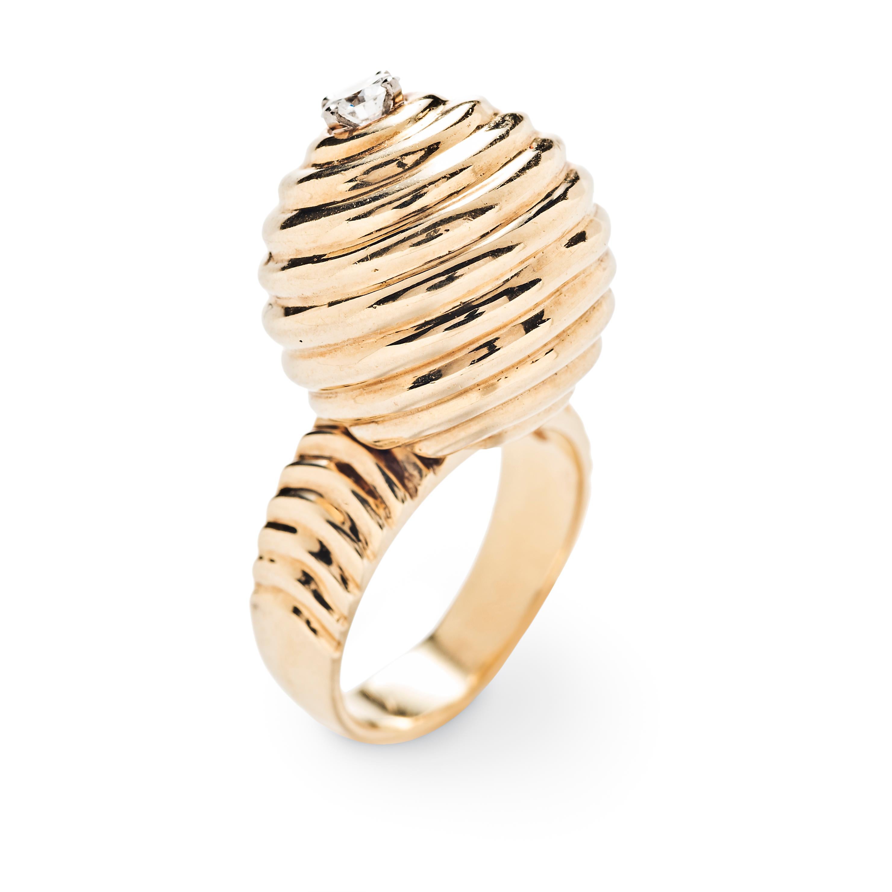 Norman Teufel 18K Yellow Gold And Diamond Spinner Ring For Sale at 1stDibs