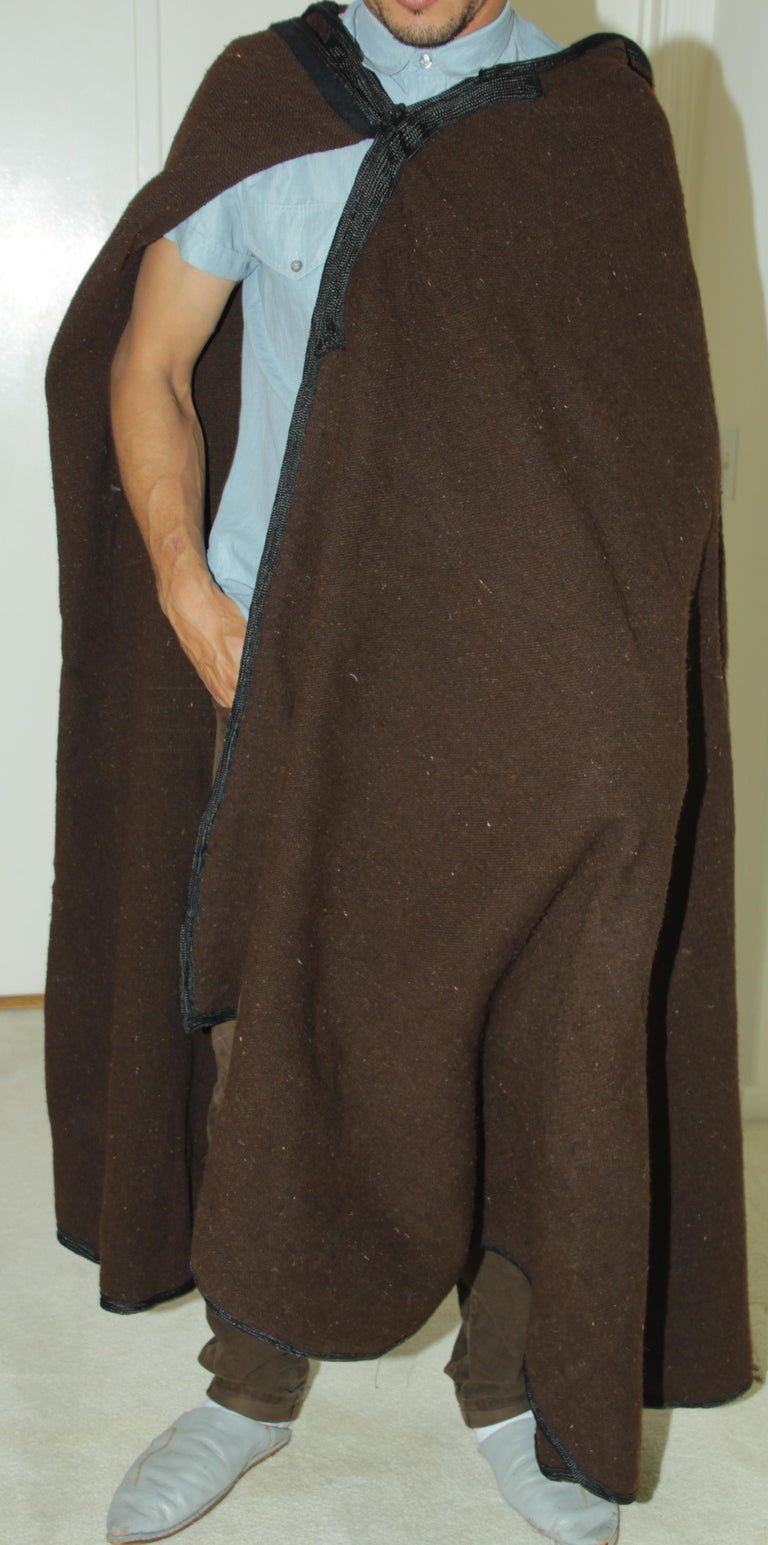 North Africa Moroccan Berber Tribal Burnous Brown Wool Cape at 1stDibs