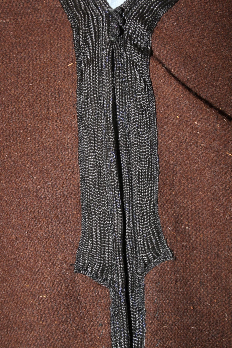 North Africa Moroccan Berber Tribal Burnous Brown Wool Cape at 1stDibs