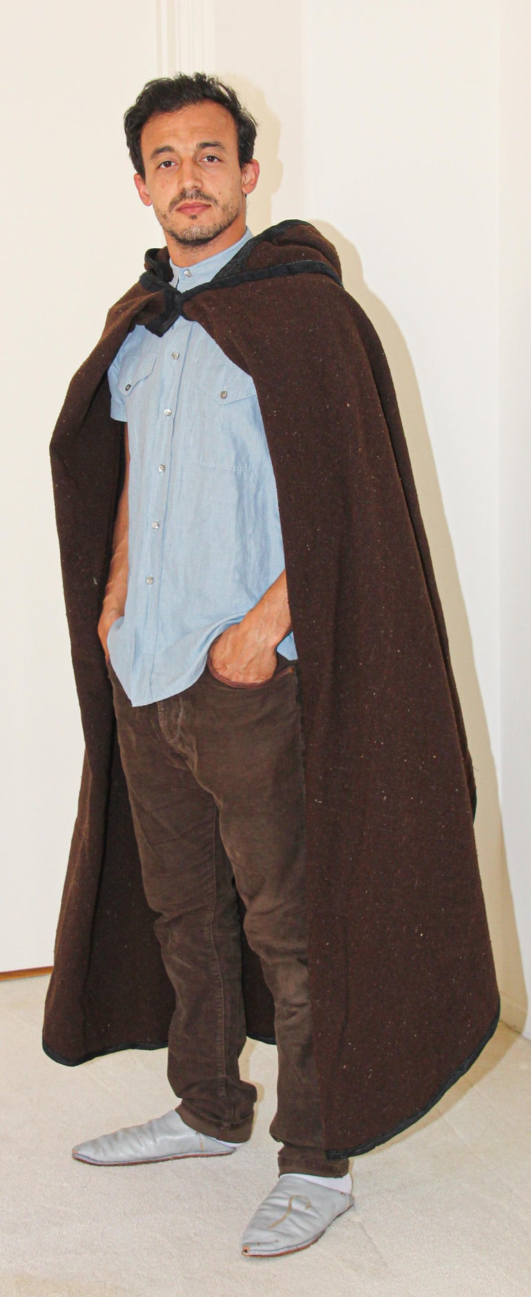 North Africa Moroccan Berber Tribal Burnous Brown Wool Cape at 1stDibs