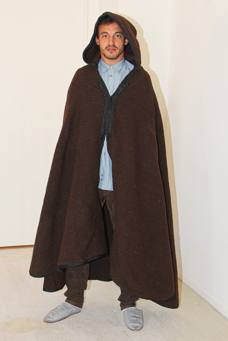 North Africa Moroccan Berber Tribal Burnous Brown Wool Cape at 1stDibs