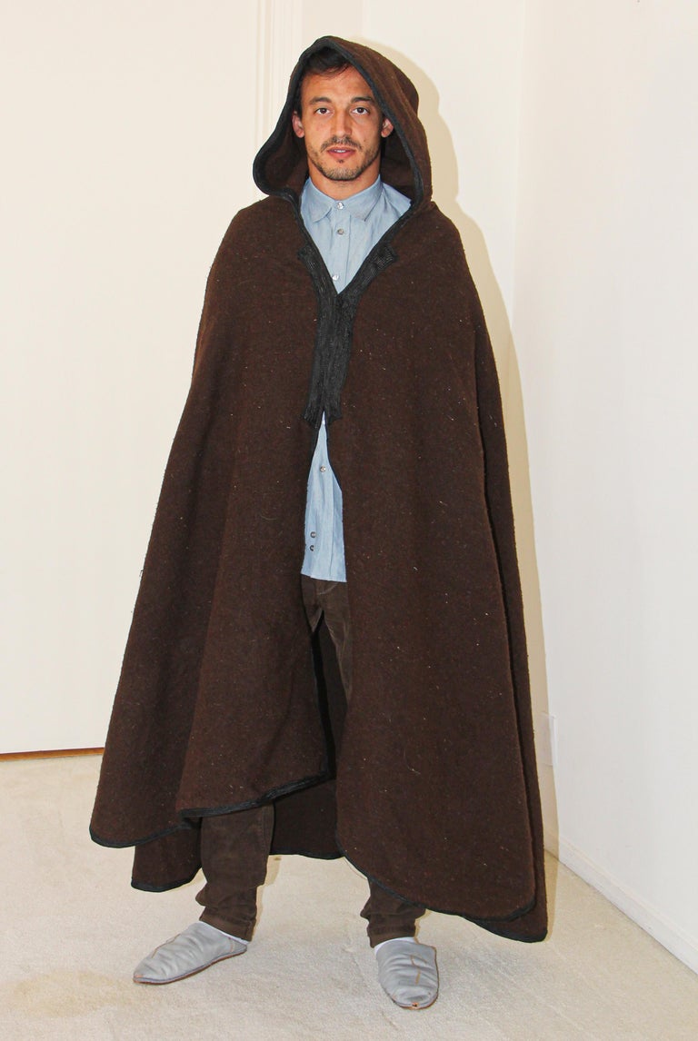 North Africa Moroccan Berber Tribal Burnous Brown Wool Cape at 1stDibs