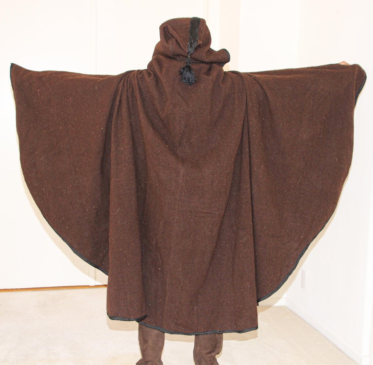 North Africa Moroccan Berber Tribal Burnous Brown Wool Cape at 1stDibs