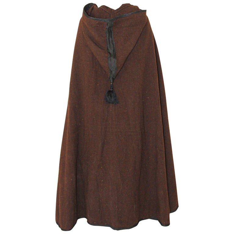 North Africa Moroccan Berber Tribal Burnous Brown Wool Cape at 1stDibs