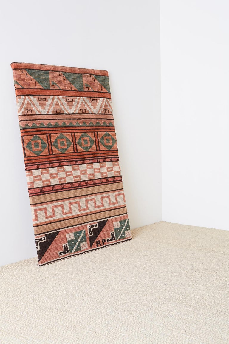 North American Woven Geometric Textile Mounted Panel For Sale at 1stDibs
