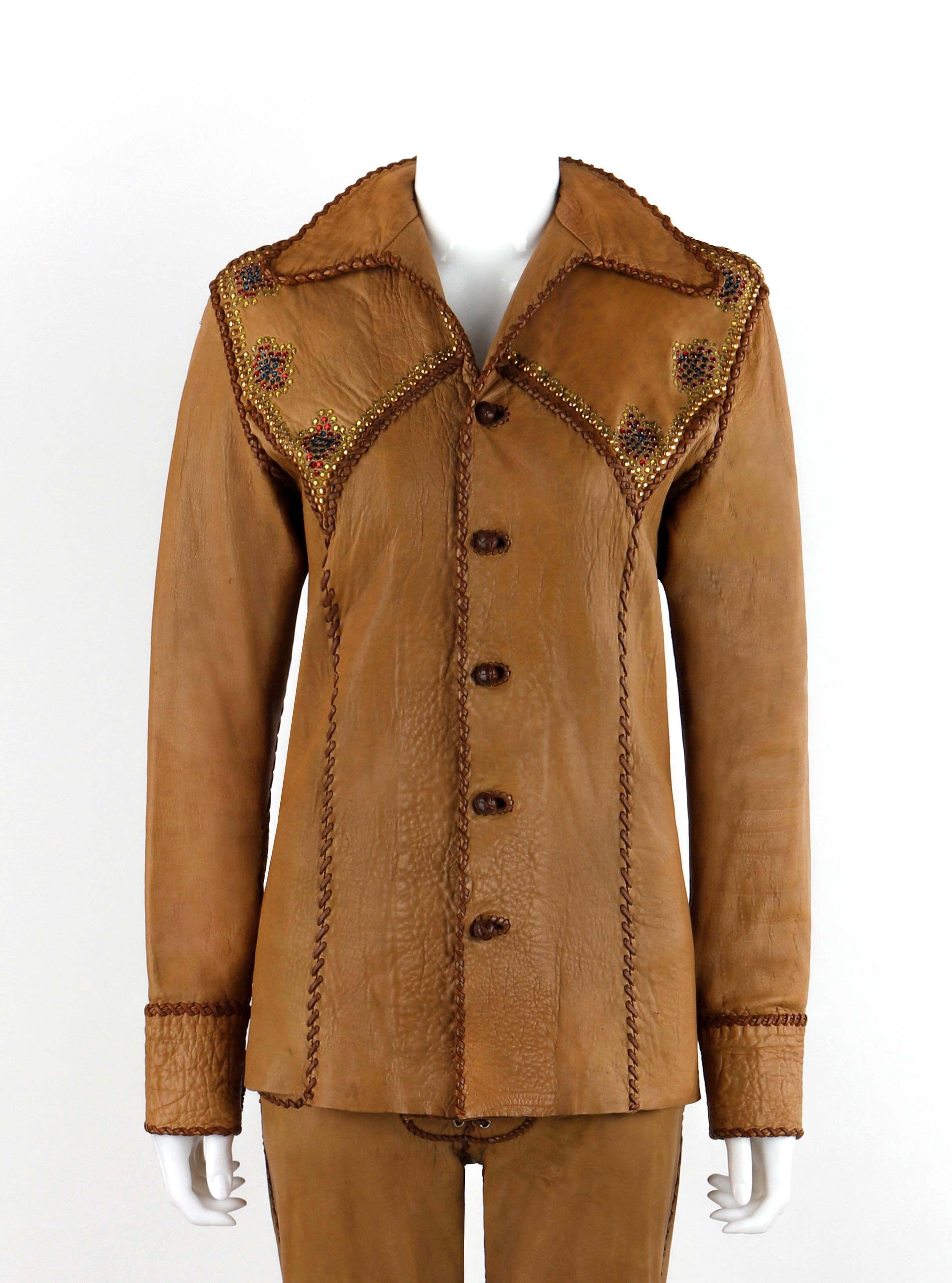 NORTH BEACH LEATHER Couture 1976 2pc Deerskin Handmade Western Jeweled ...
