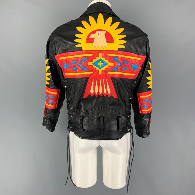 NORTH BEACH LEATHER x MICHAEL HOBAN Size 42 Black Applique Leather ...