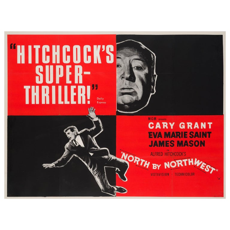 North by Northwest Original British Film Poster, 1950s For Sale at 1stdibs