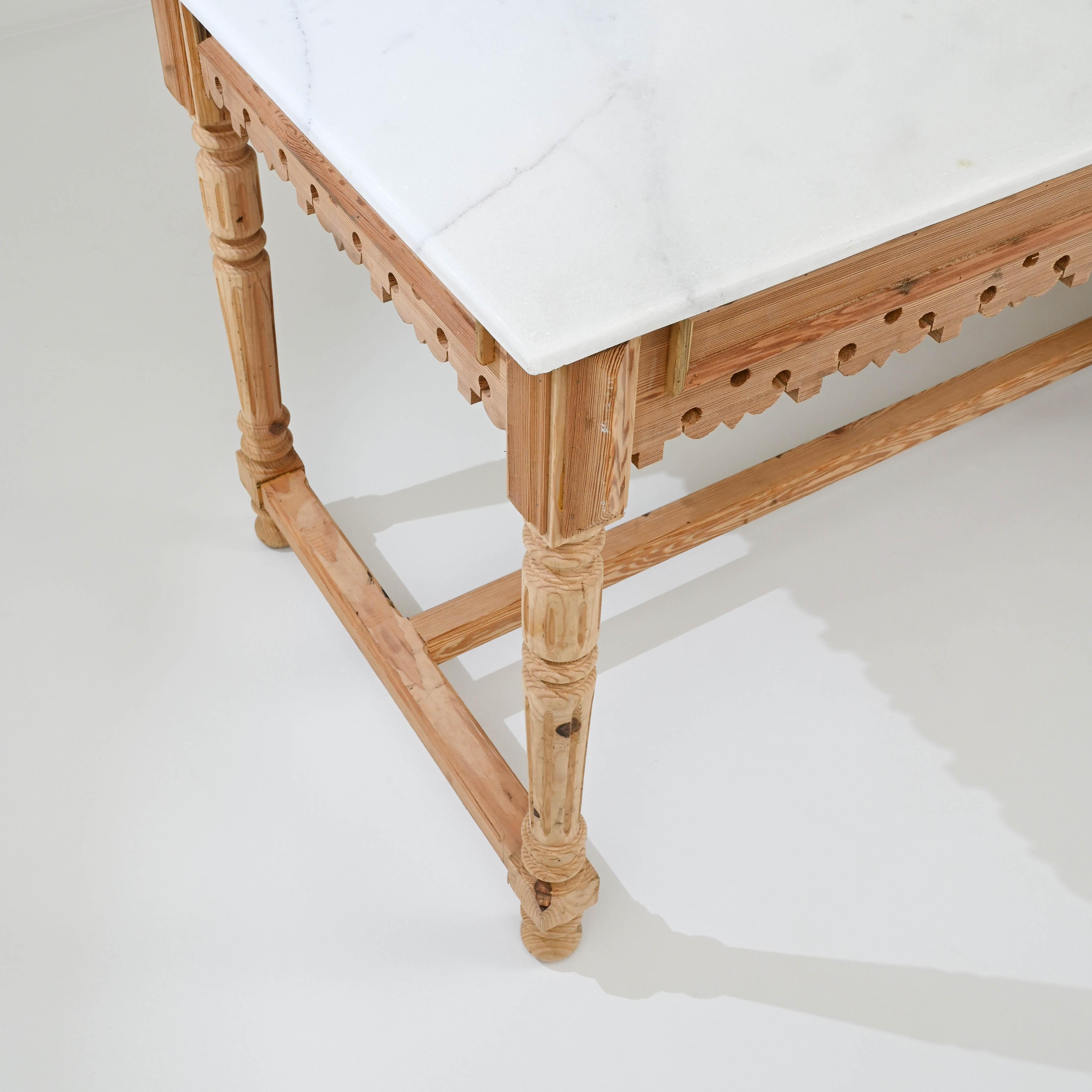 Northern African Marble and Wood Kitchen Island w/ Drawer at 1stDibs