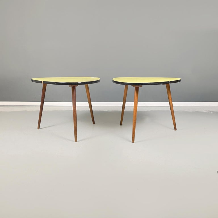 Northern European Midcentury Wood Yellow and Black Formica Coffee ...