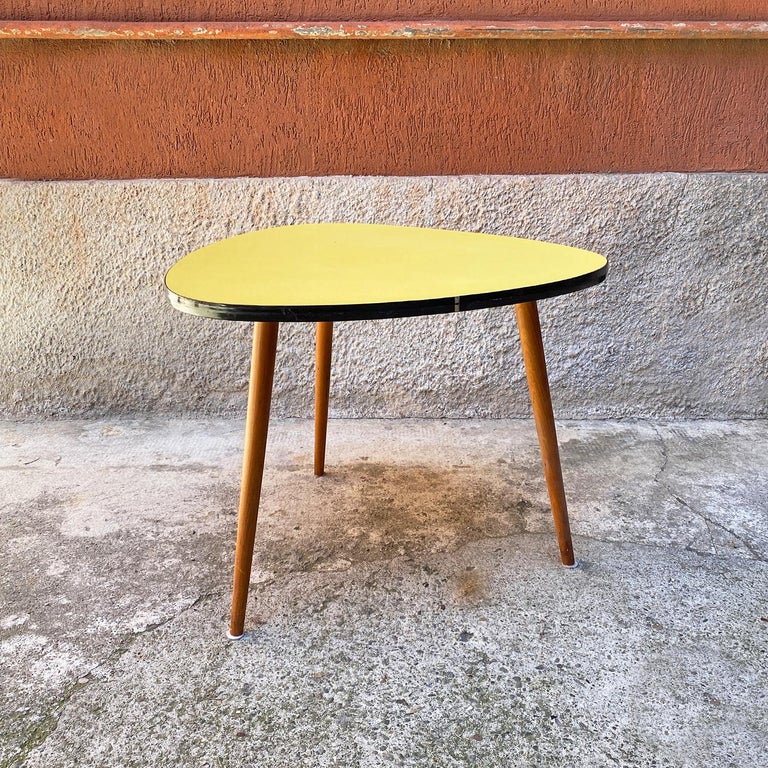Northern European Yellow Coffee Table with Original Solid Beech Legs ...