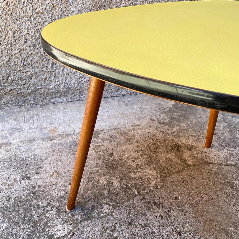 Northern European Yellow Coffee Table with Original Solid Beech Legs ...