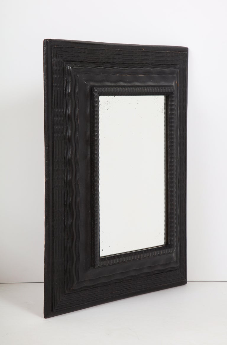 Northern Italian Ripple and Wave Carved and Ebonized Mirror Frame at ...
