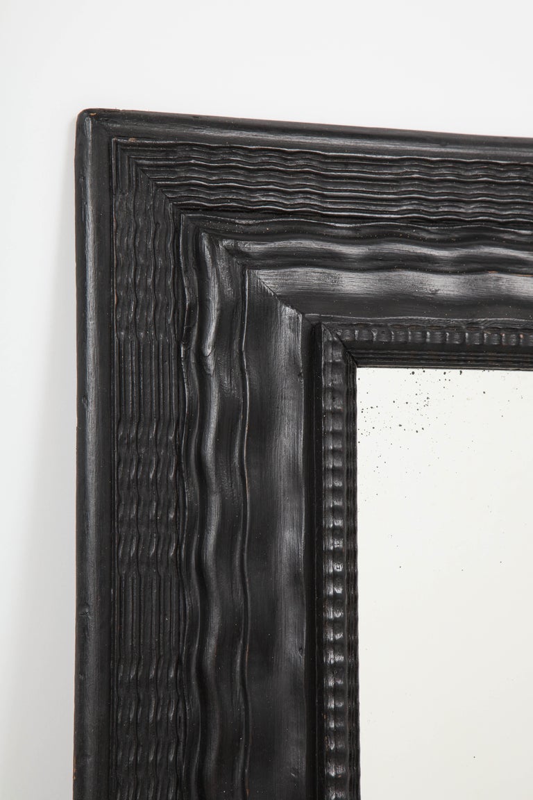 Northern Italian Ripple and Wave Carved and Ebonized Mirror Frame at ...