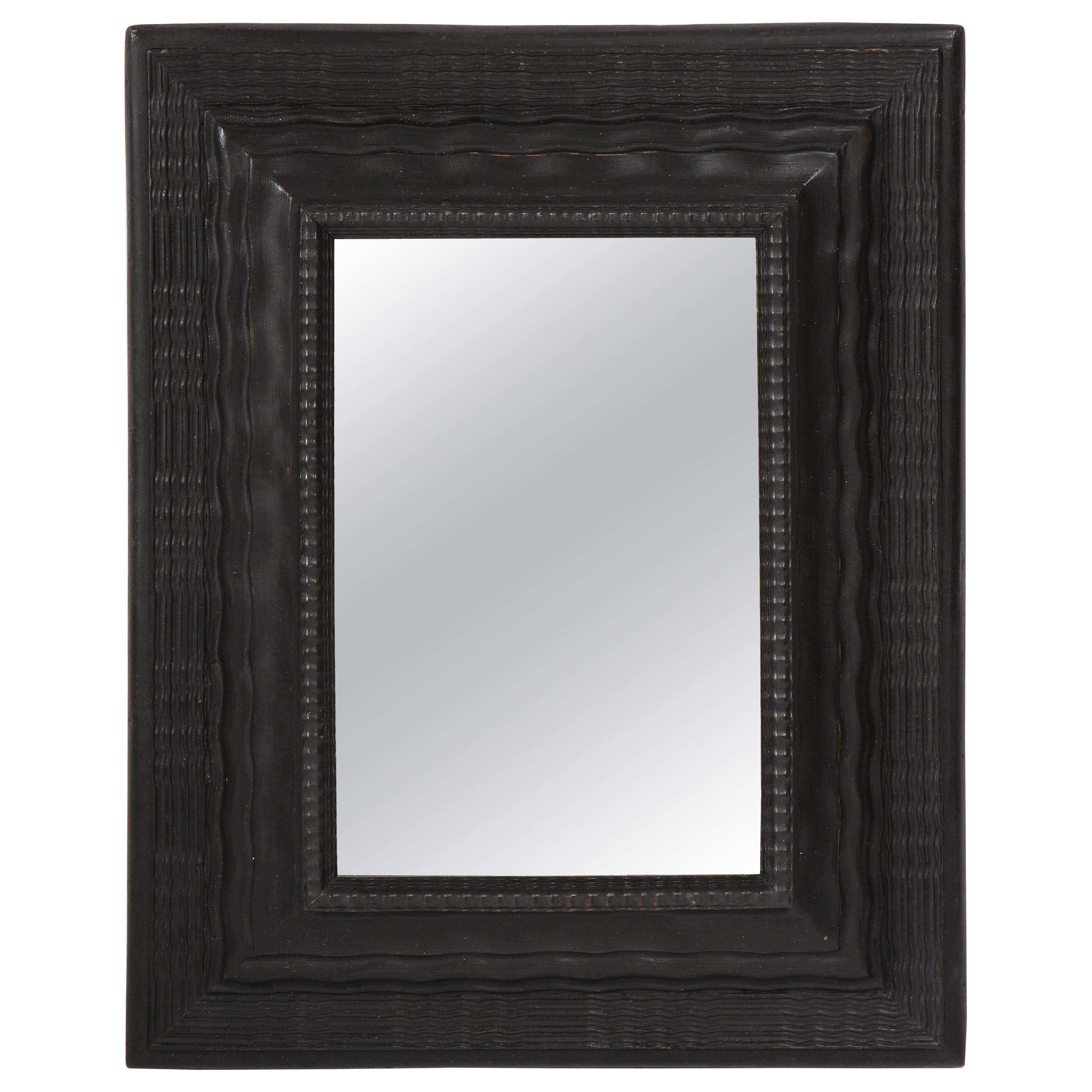 Northern Italian Ripple and Wave Carved and Ebonized Mirror Frame at ...