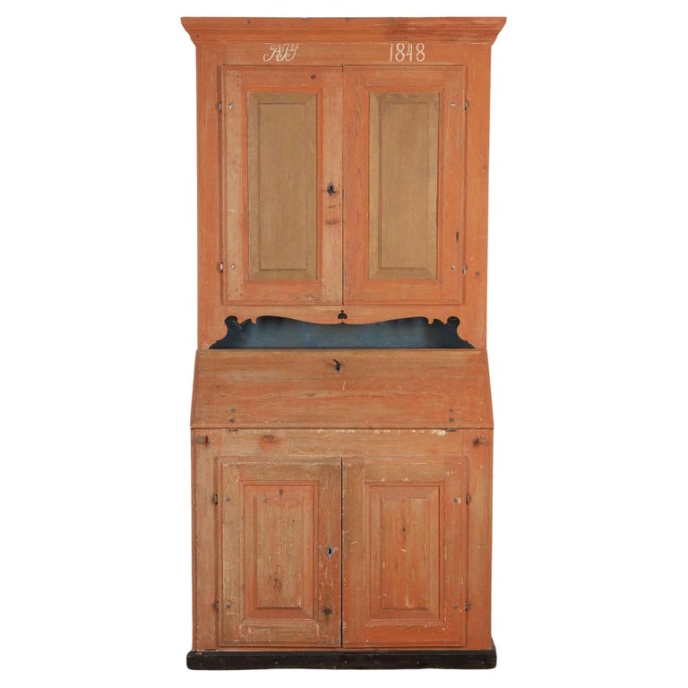 Northern Swedish Original Painted Bureau For Sale at 1stDibs