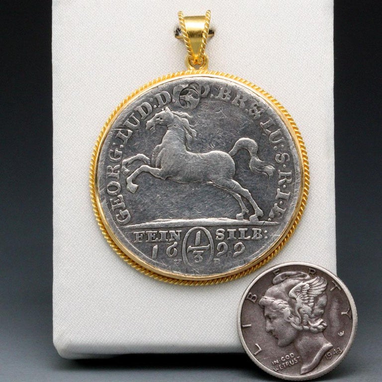 Northwest Germany 1699 1/3 Thaler Horse Coin 18K Pendant at 1stDibs