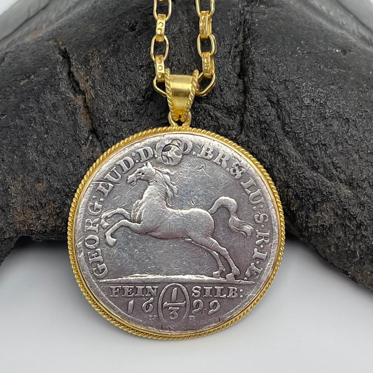 Northwest Germany 1699 1/3 Thaler Horse Coin 18K Pendant at 1stDibs