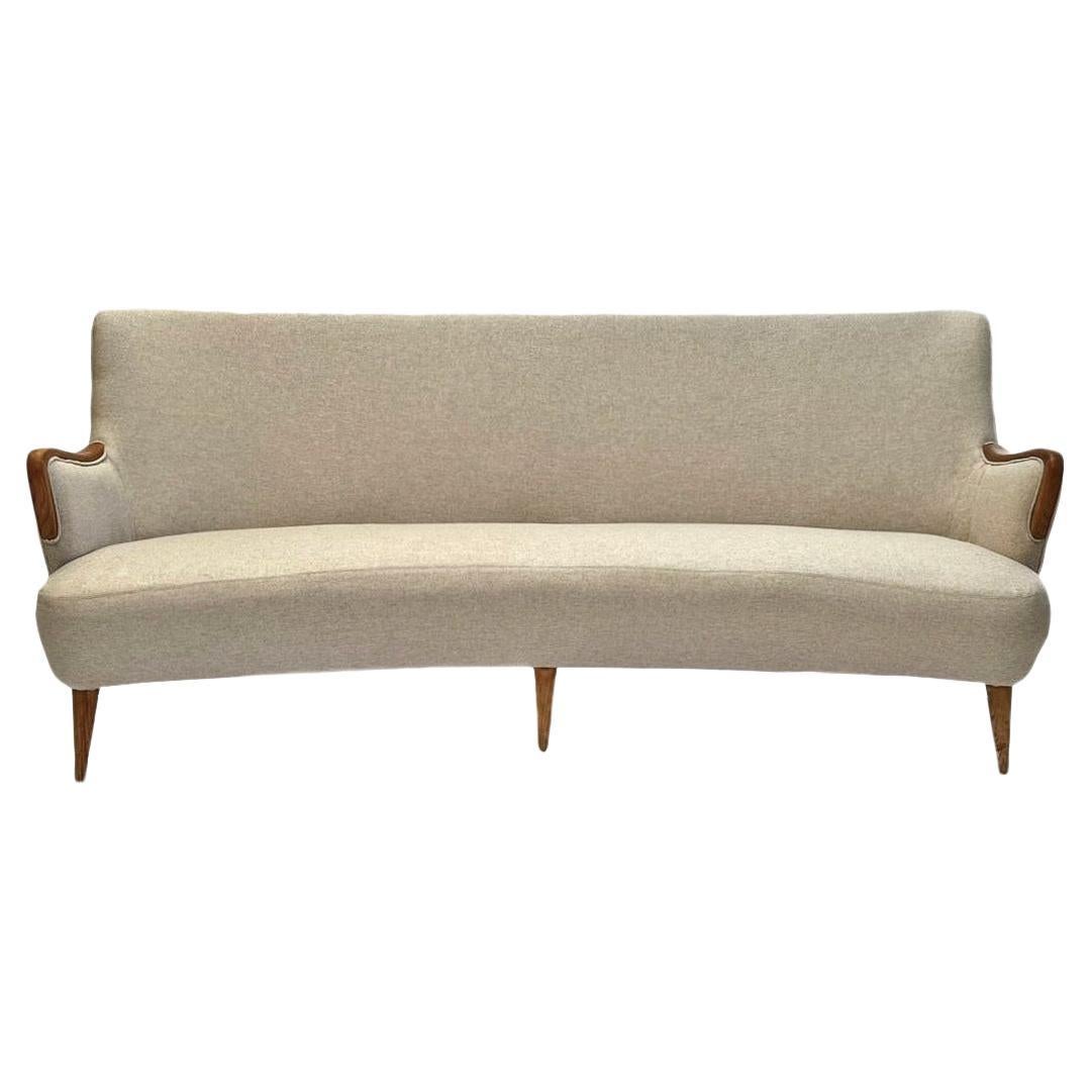 Norwegian Cream Wool and Teak 3 Seater Sofa at 1stDibs