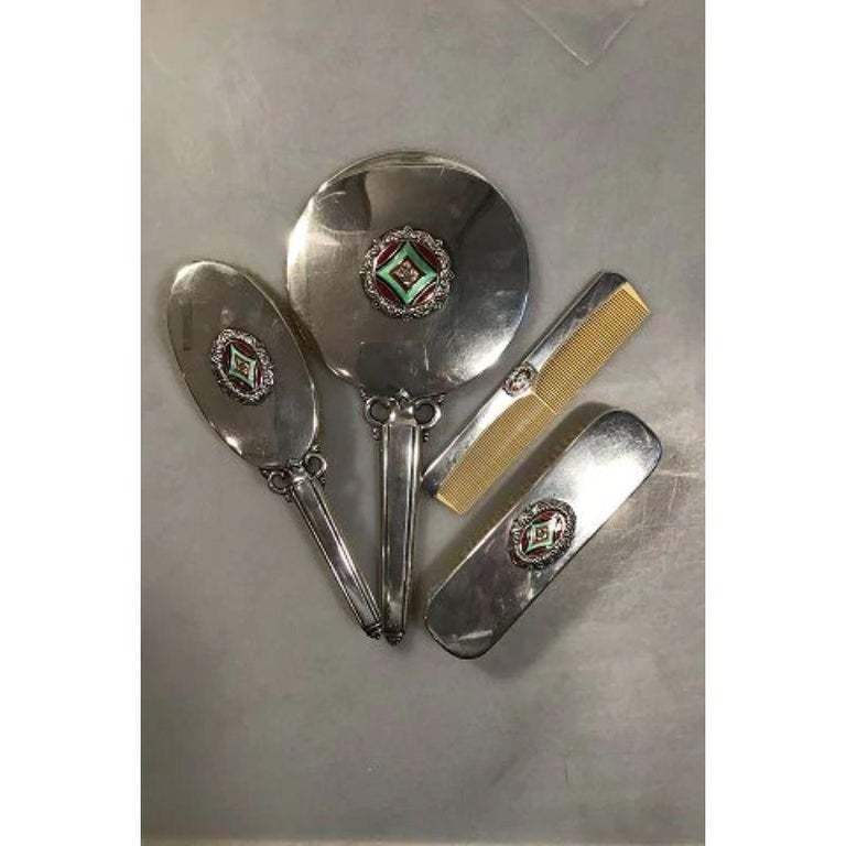 Norwegian Dressing Set Silver with Enamel Decoration '4 Pcs' Thune For ...
