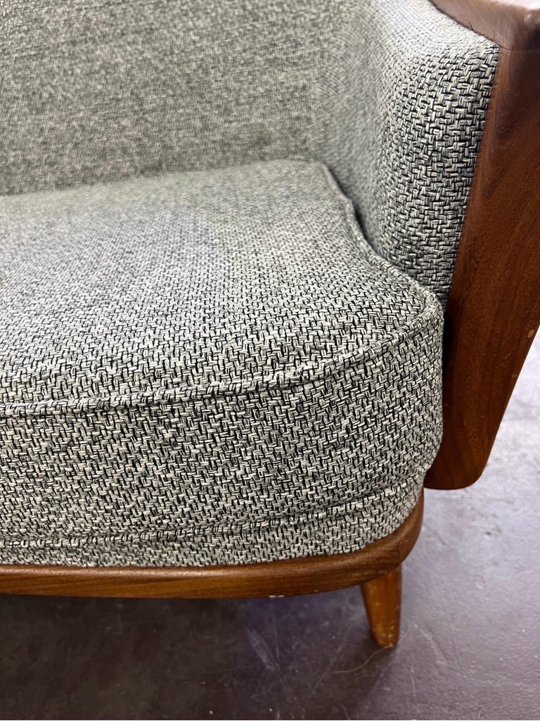 Norwegian Long Curved Sofa Danish Mid-Century Modern Teak Upholstered ...