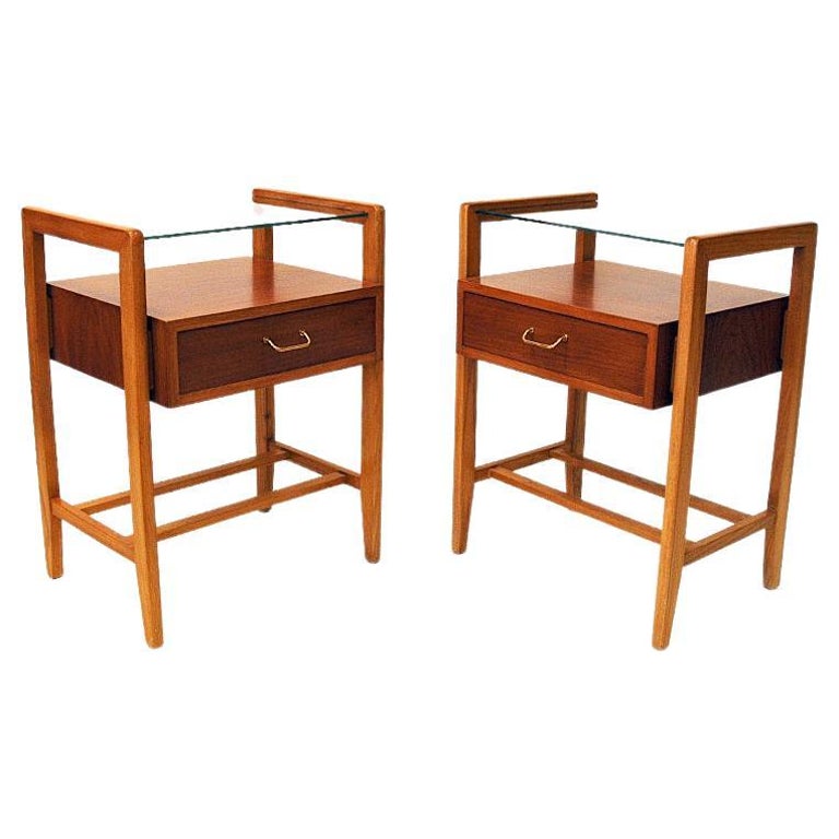 Norwegian Midcentury Teak and Beech Pair of Night/Side Tables 1950s For Sale at 1stDibs