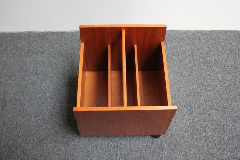 Norwegian Modern Teak Magazine Rack on Casters by Rolf Hesland for ...