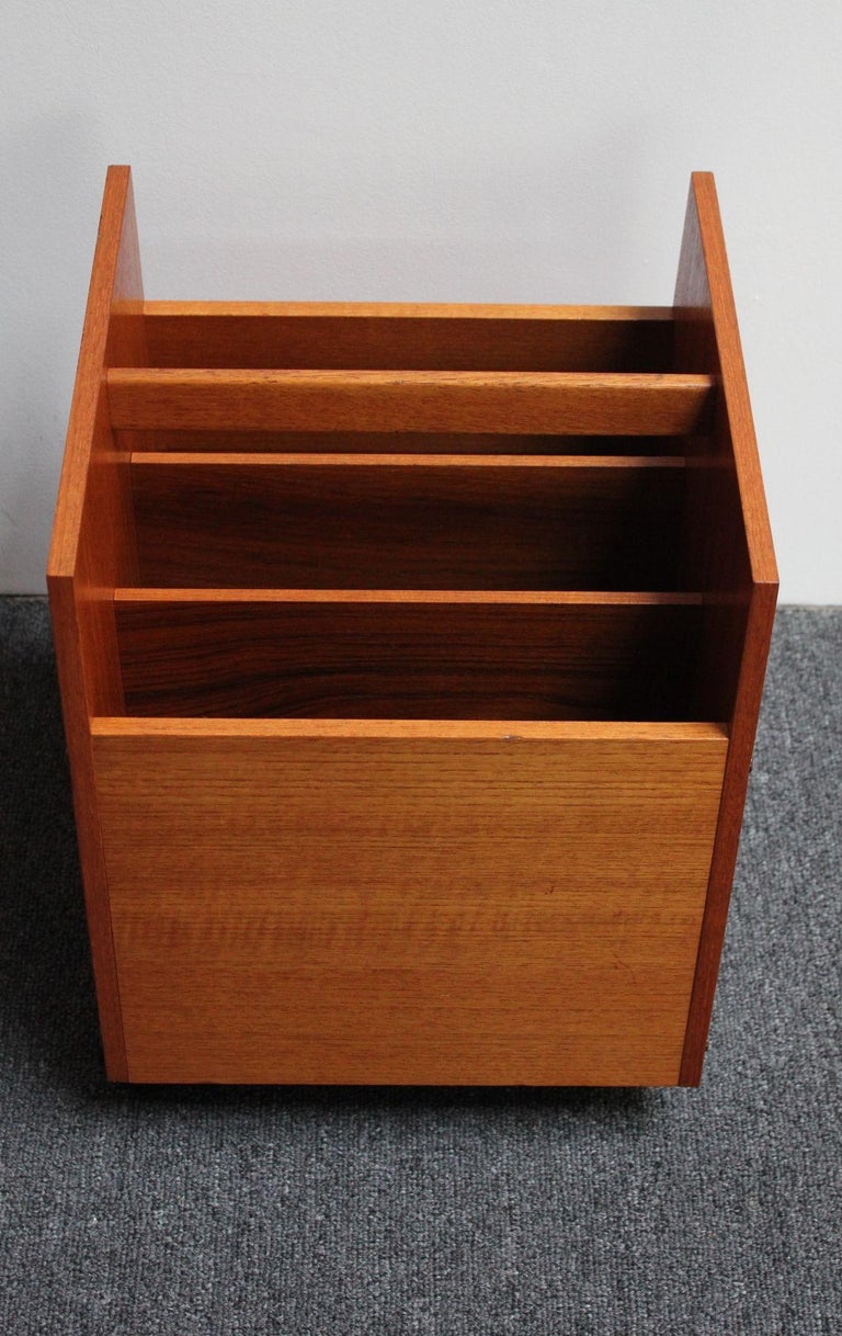 Norwegian Modern Teak Magazine Rack on Casters by Rolf Hesland for ...