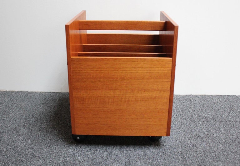 Norwegian Modern Teak Magazine Rack on Casters by Rolf Hesland for ...