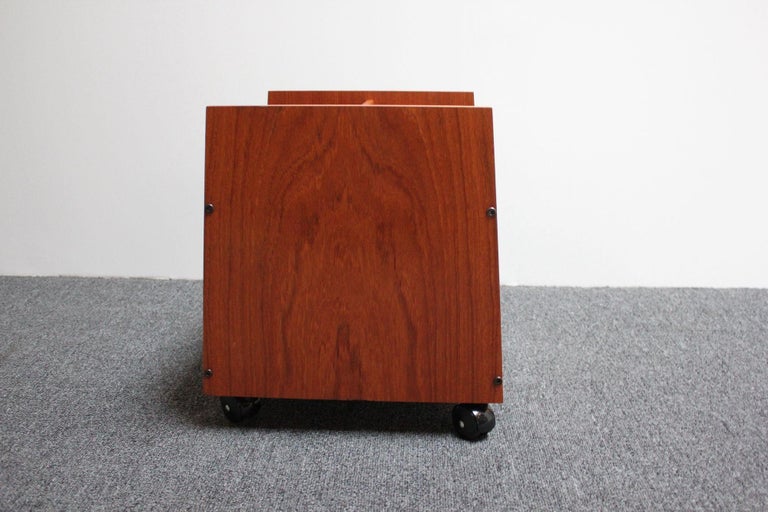 Norwegian Modern Teak Magazine Rack on Casters by Rolf Hesland for ...