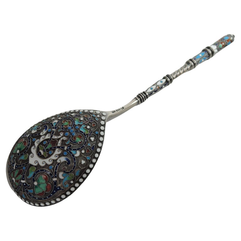 Norwegian Silver Gilt and Enamel Spoon by Marius Hammer For Sale at 1stDibs