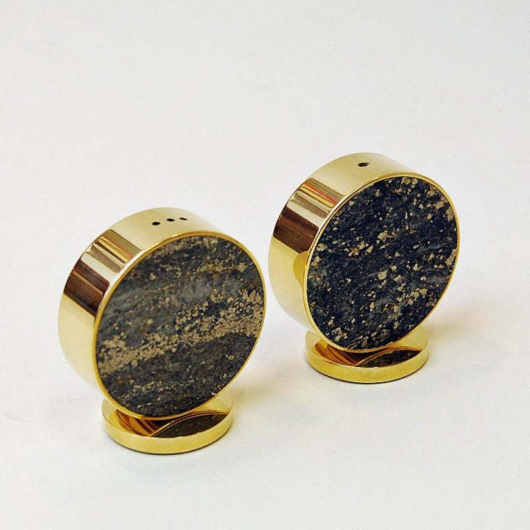 Norwegian Stone and Brass Salt and Pepper Set by Saulo-Sulitjelma ...