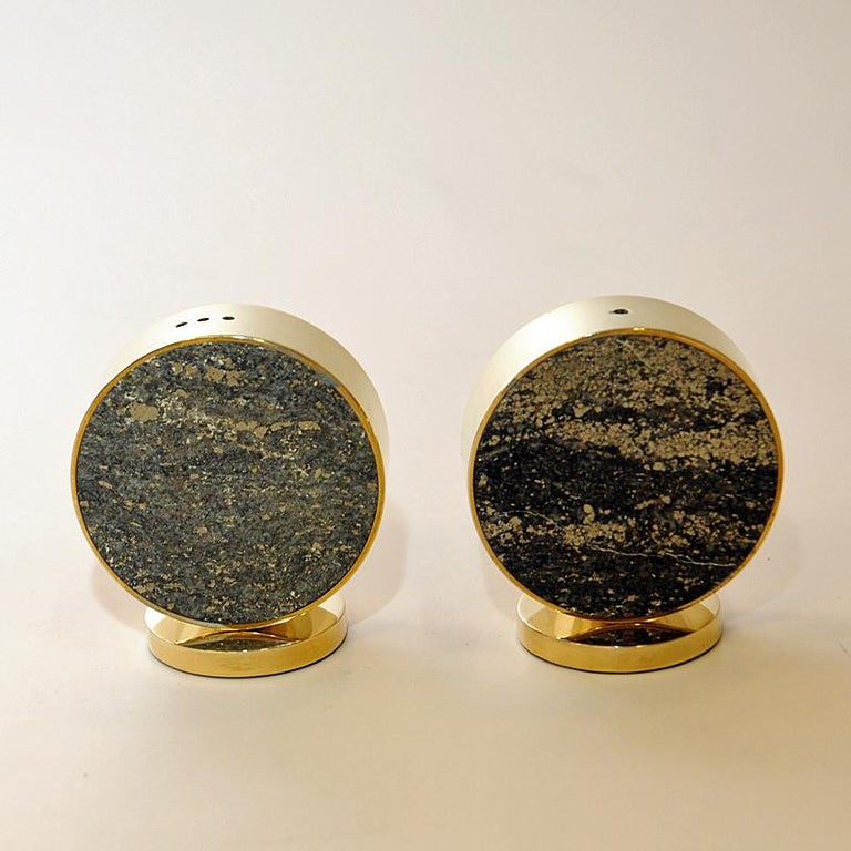 Norwegian Stone and Brass Salt and Pepper Set by Saulo-Sulitjelma ...