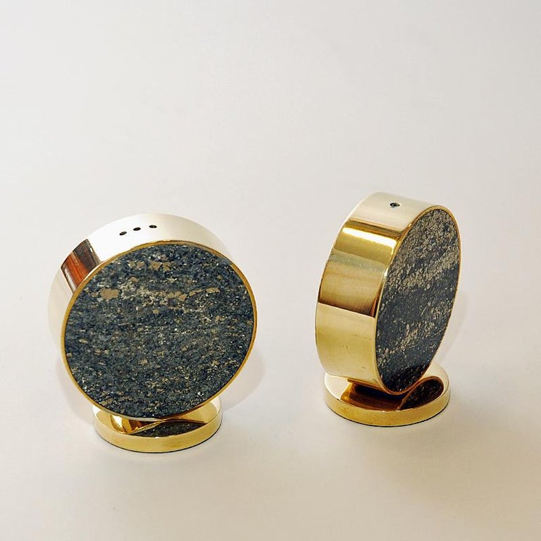 Norwegian Stone and Brass Salt and Pepper Set by Saulo-Sulitjelma ...