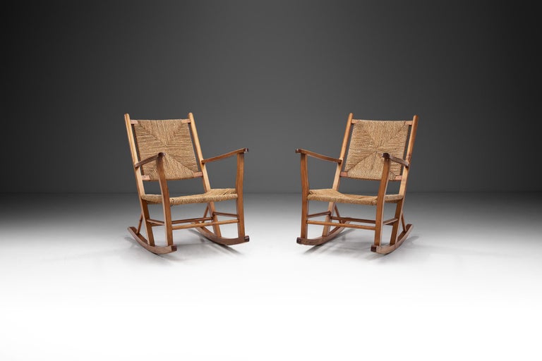 Norwegian Wood and Papercord Rocking Chairs by Slåke Møbelfabrikk ...