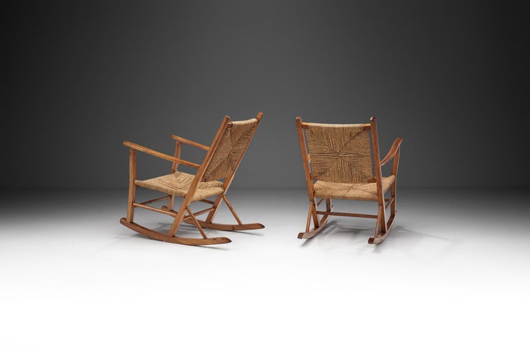 Norwegian Wood and Papercord Rocking Chairs by Slåke Møbelfabrikk ...