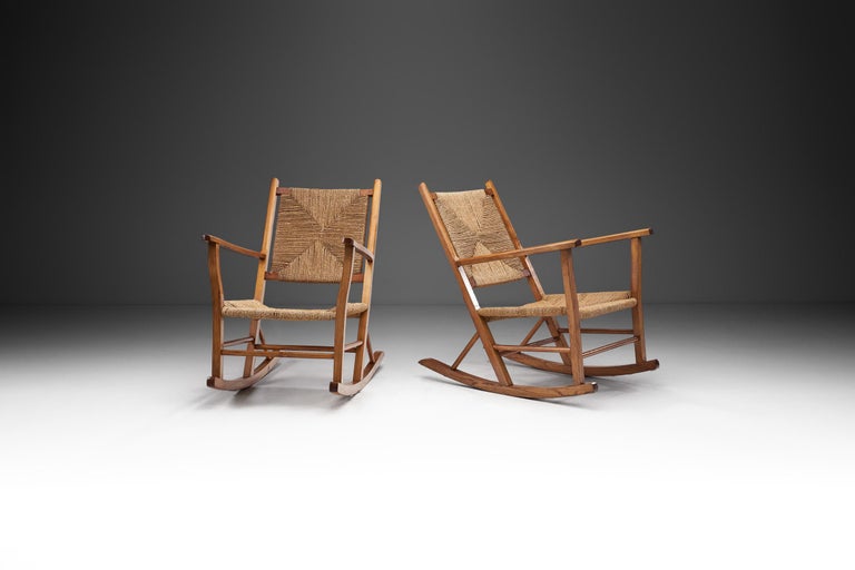 Norwegian Wood and Papercord Rocking Chairs by Slåke Møbelfabrikk ...
