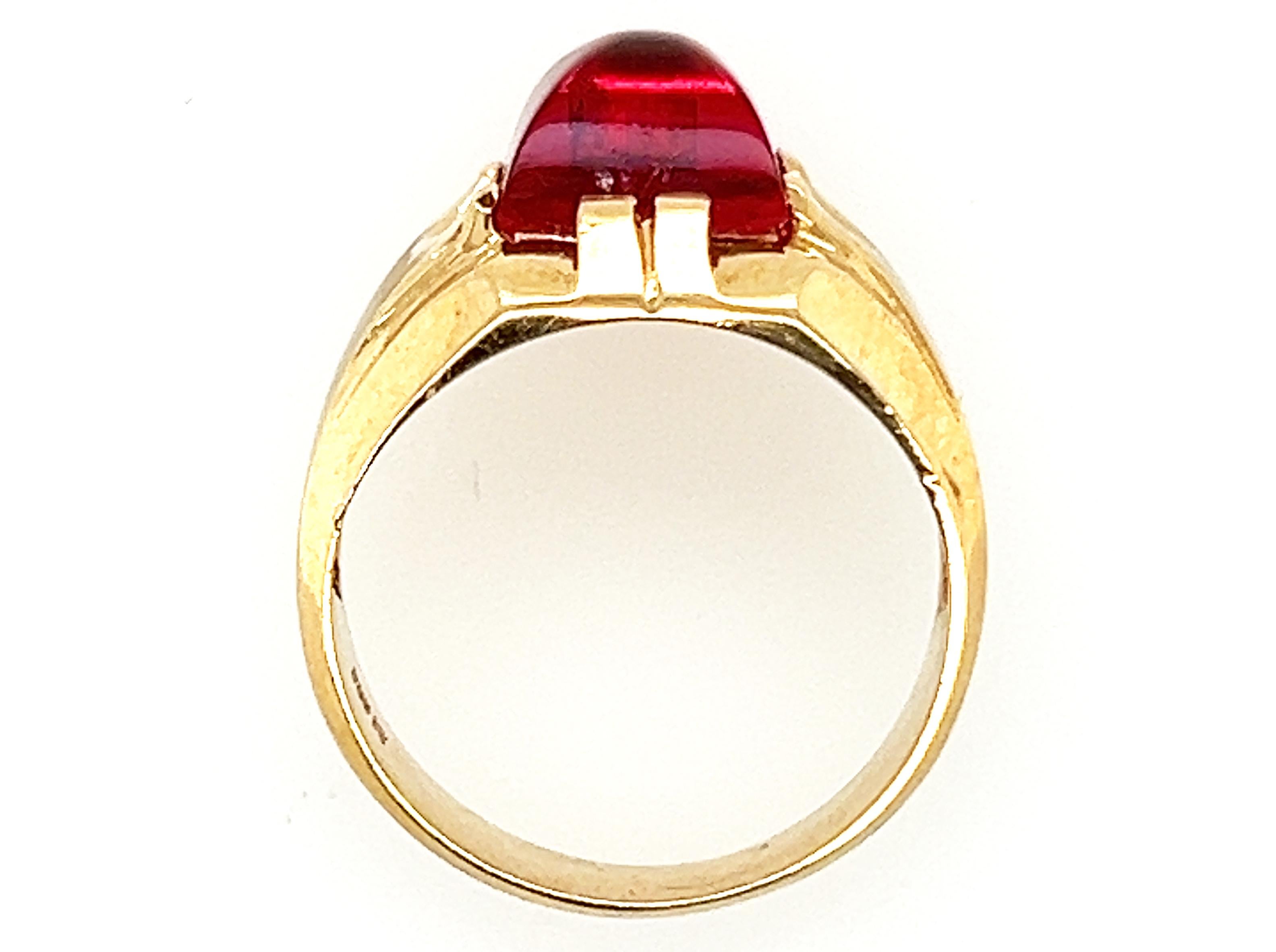 NOS Lab Created 4ct Ruby Gemstone Men's Ring 10K Original Antique 1940 ...