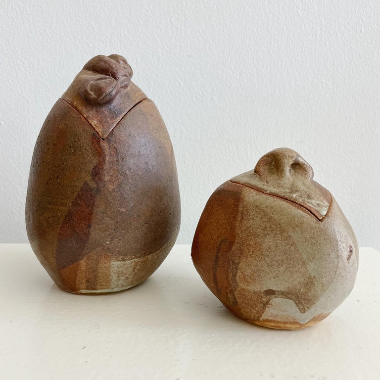 "Nose and Toes" Studio Pottery Lidded Jars by Judith Birtman For Sale ...