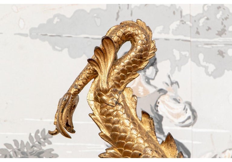 Notable Pair of Antique Dore Bronze Dolphin Form Chenets For Sale at ...