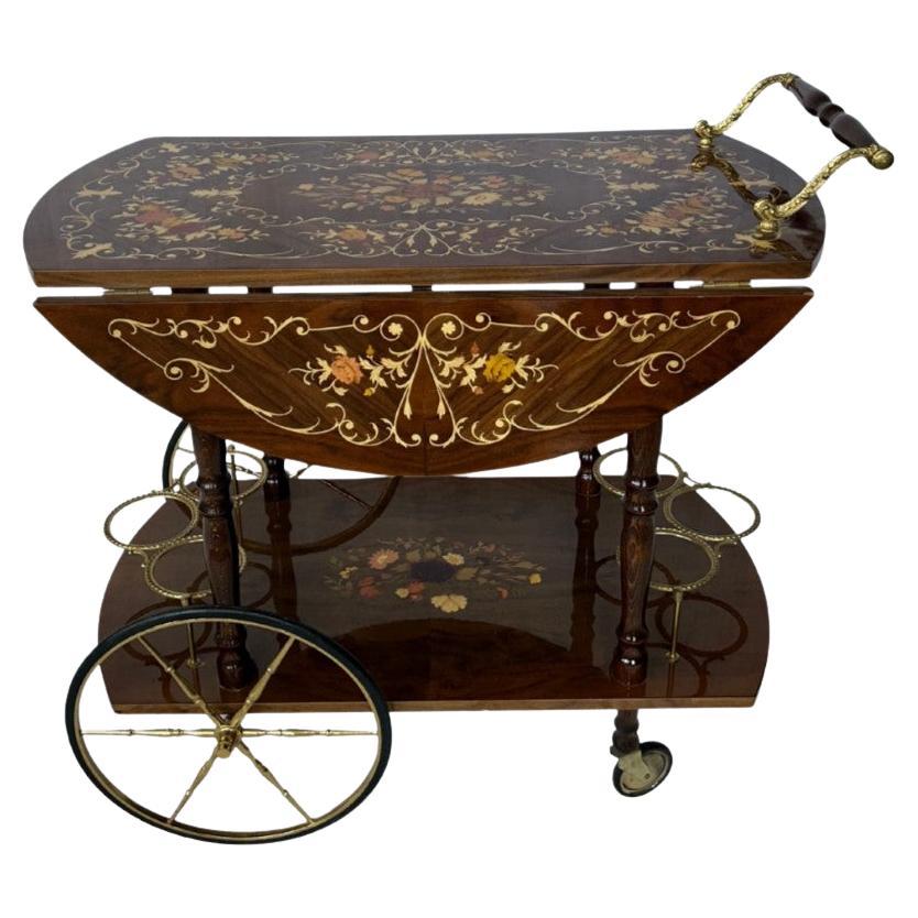 Notturno Intariso Floral Inlay Bar Cart For Sale at 1stDibs