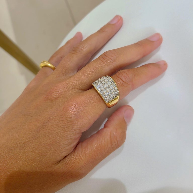 Nova 18 Karat Yellow Gold and 5.16 Carat Princess Cut Diamond Band Ring ...