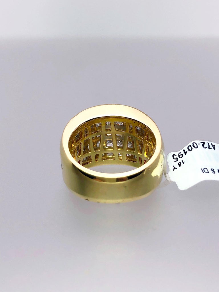 Nova 18 Karat Yellow Gold and 5.16 Carat Princess Cut Diamond Band Ring ...