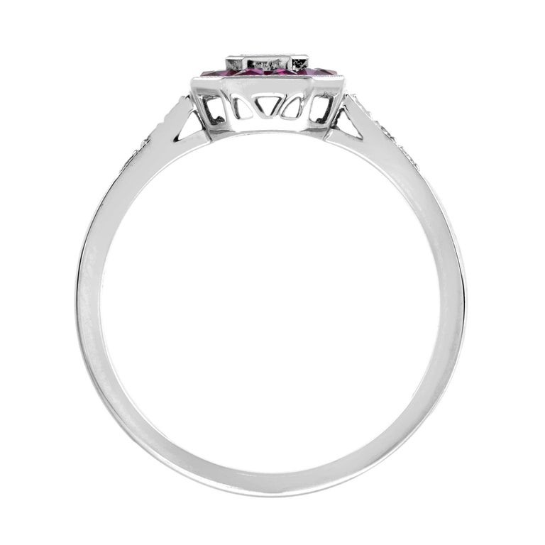 Customizable Nova Art Deco Style Emerald Cut Diamond and Ruby Target ...