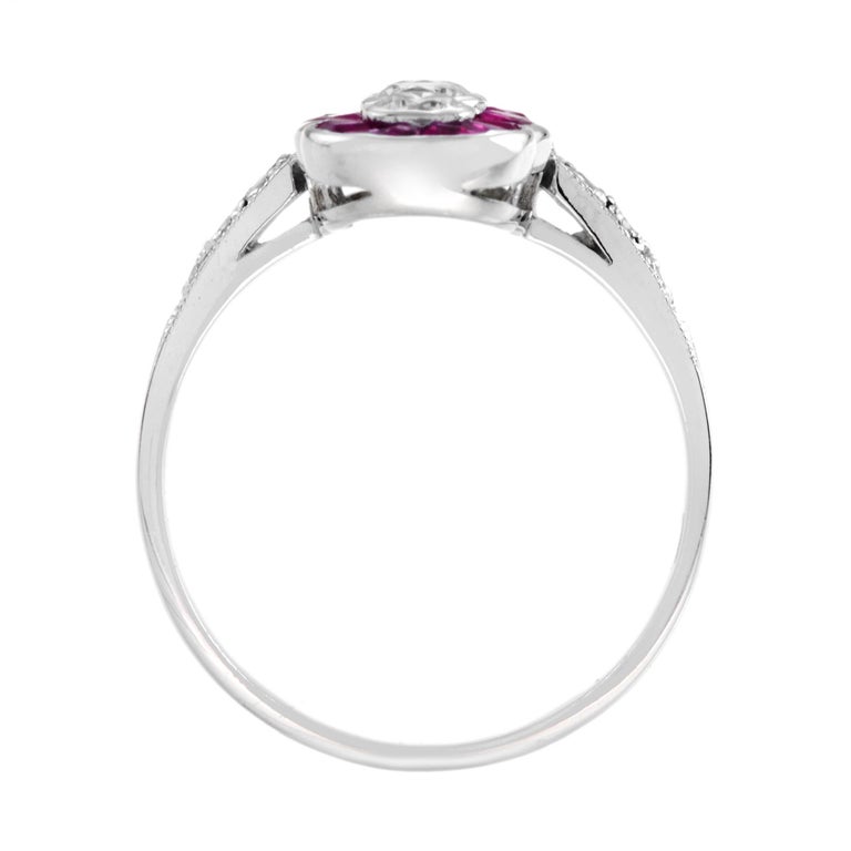 Customizable Four Stone Diamond and Ruby Cocktail Ring in 14K White ...