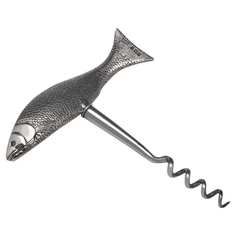 Novelty Fish Model Sterling Silver Corkscrew by Walker and Hall, 1949 ...